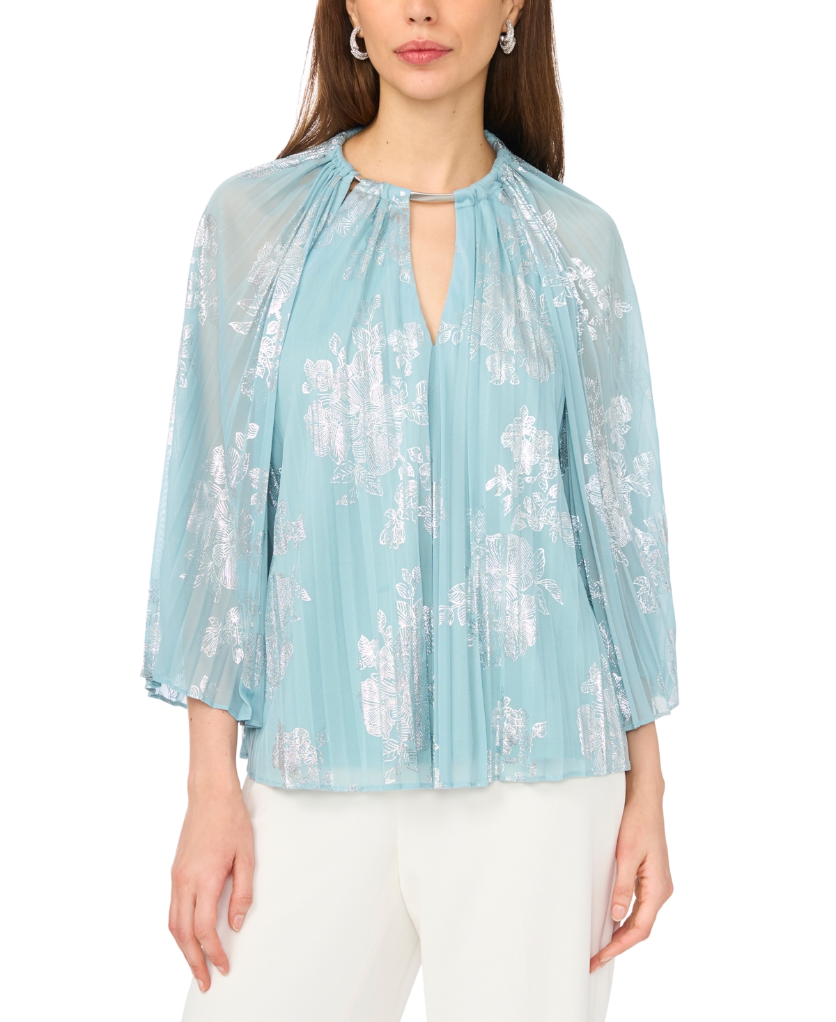 Click here for Msk Womens 3/4-Length-Sleeve Keyhole Neck Top - Bl... prices