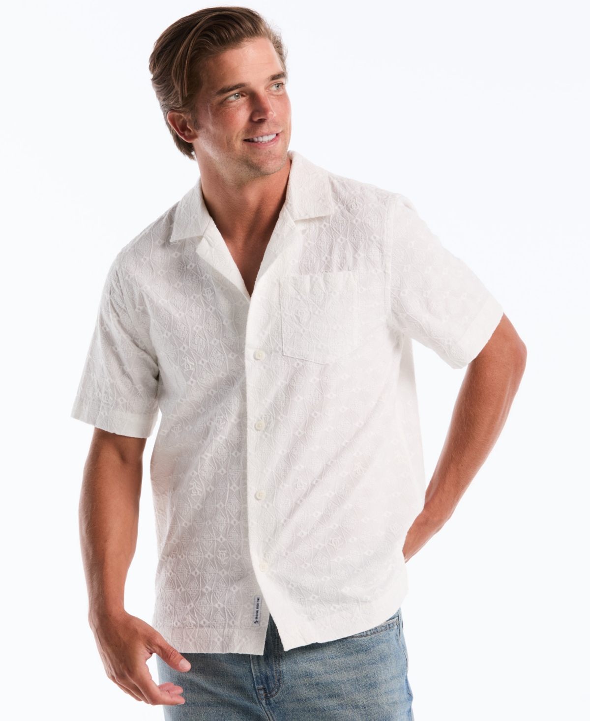 Click here for Original Penguin Mens Novelty Embroidered Camp Shi... prices