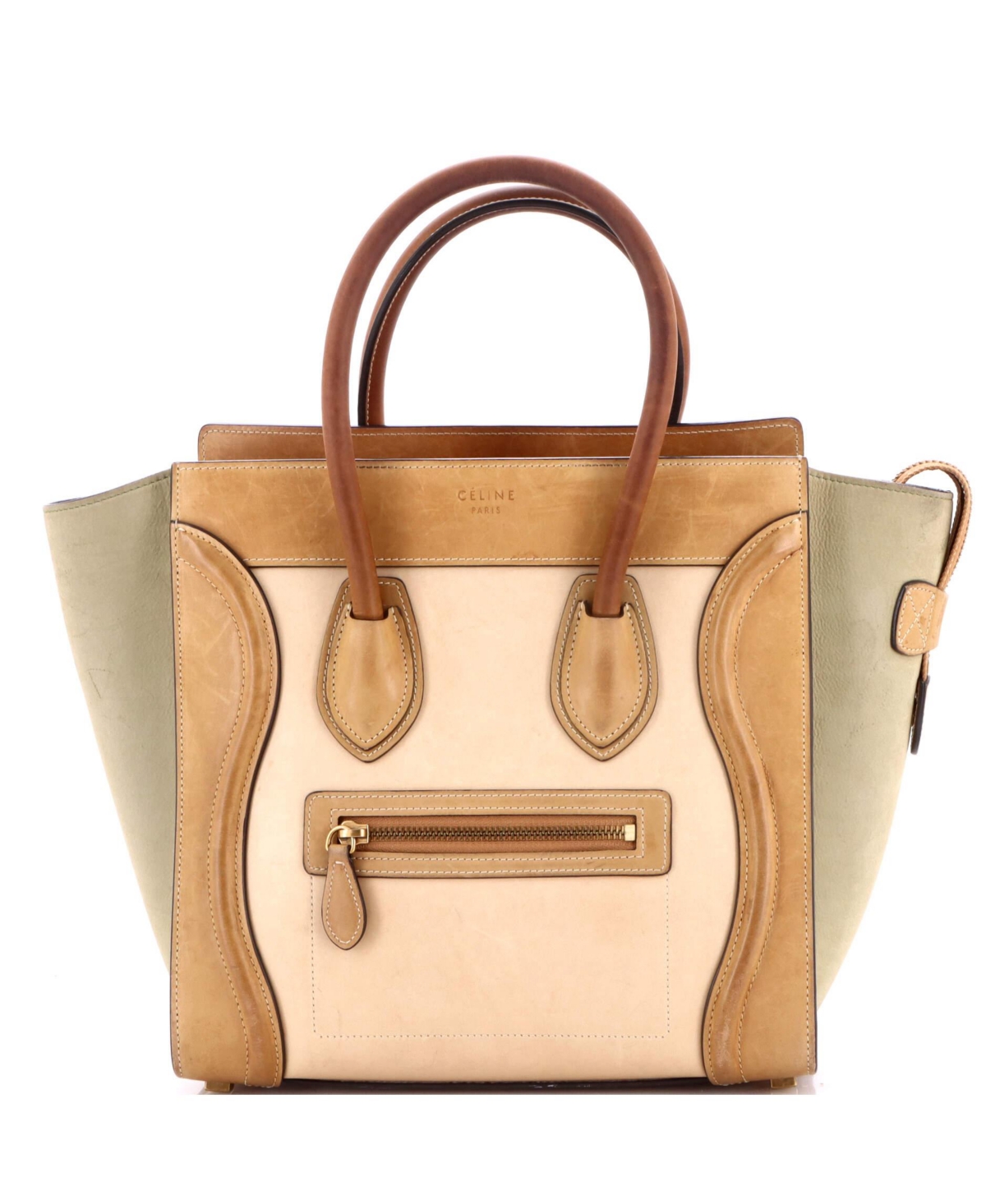 Click here for Pre-Owned Celine Micro Tricolor Luggage Bag Leathe... prices