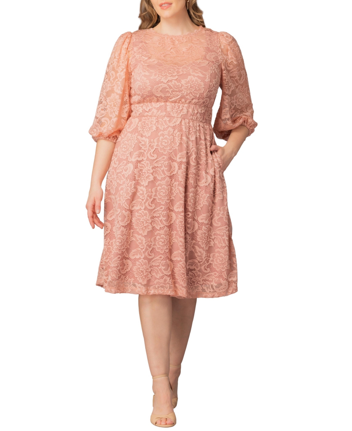 Click here for Kiyonna Plus Size Hepburn Lace Cocktail Dress - Bl... prices