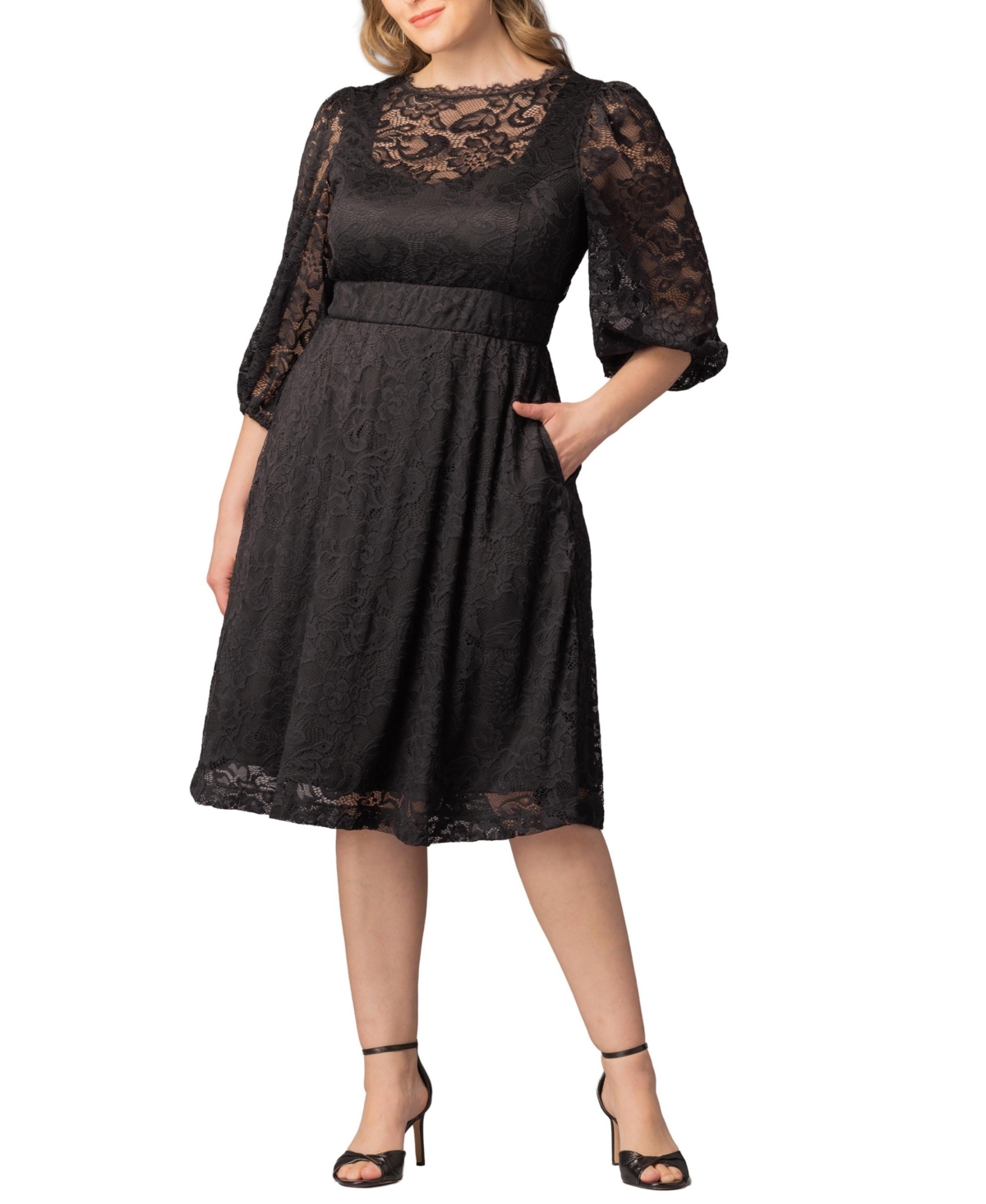 Click here for Kiyonna Plus Size Hepburn Lace Cocktail Dress - On... prices