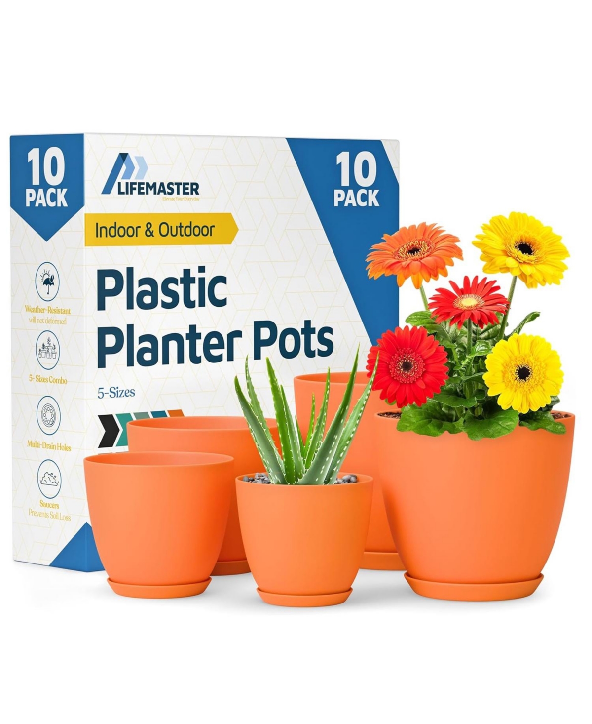 Click here for Lifemaster 10-Pack Yellow Plant Pots with drainage... prices