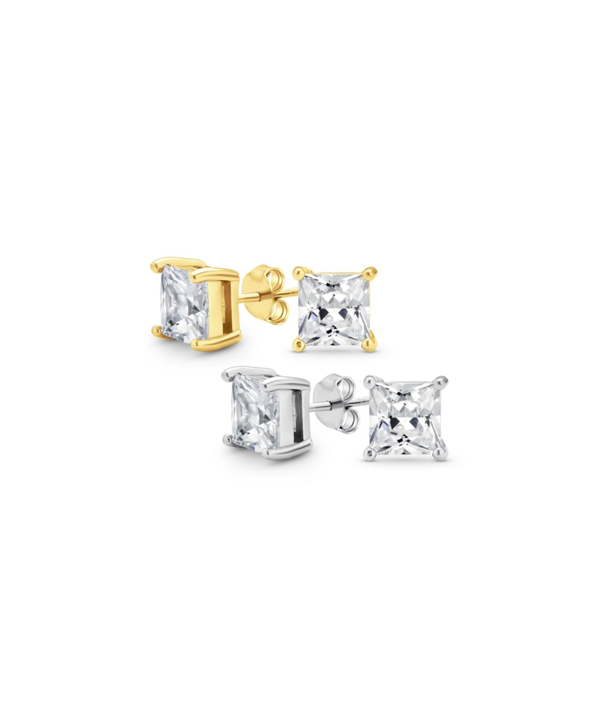 Click here for Bling Jewelry Set of 2 Square Solitaire Cz Stud Ea... prices
