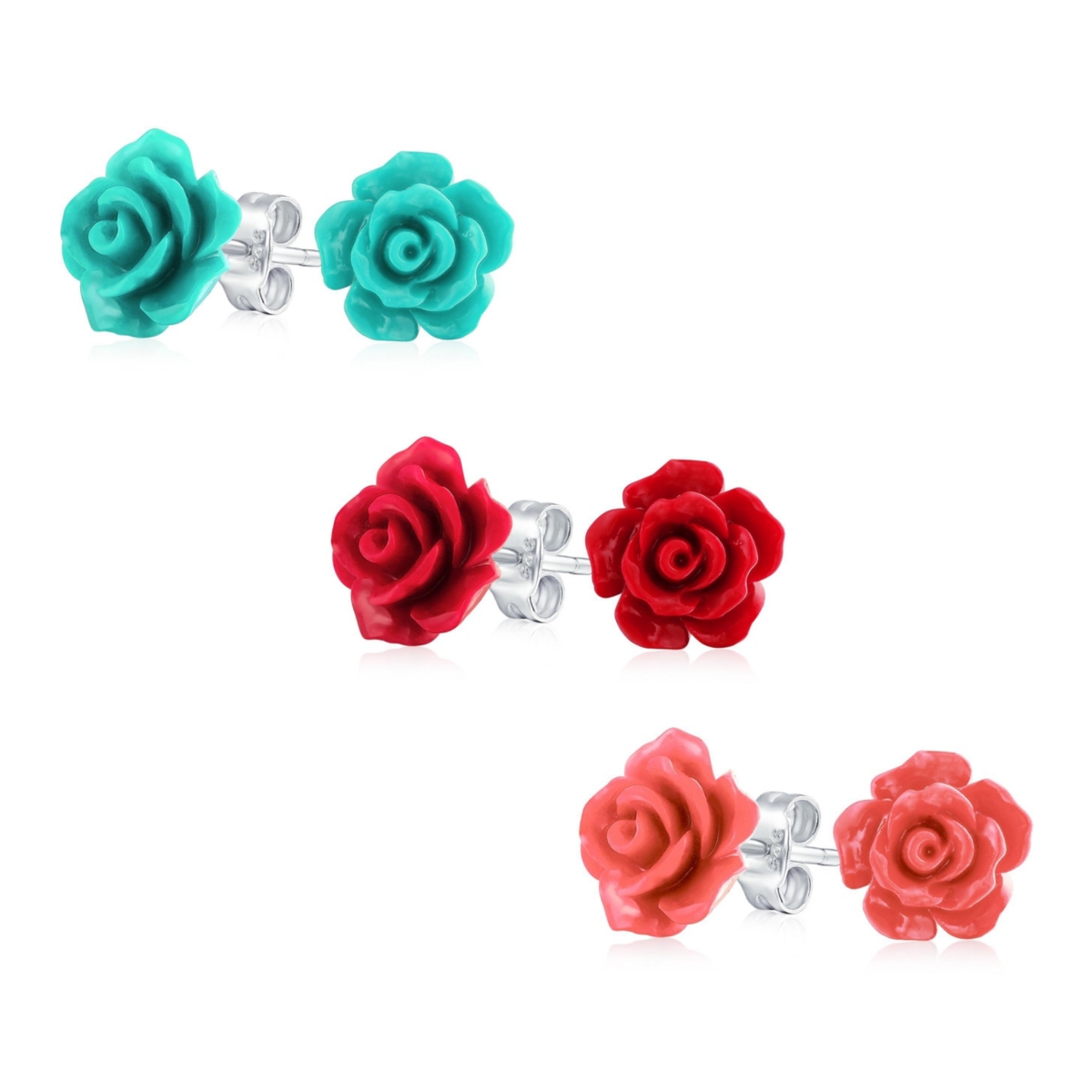 Click here for Bling Jewelry Set of 3 Romantic 3D Carved Rose Flo... prices