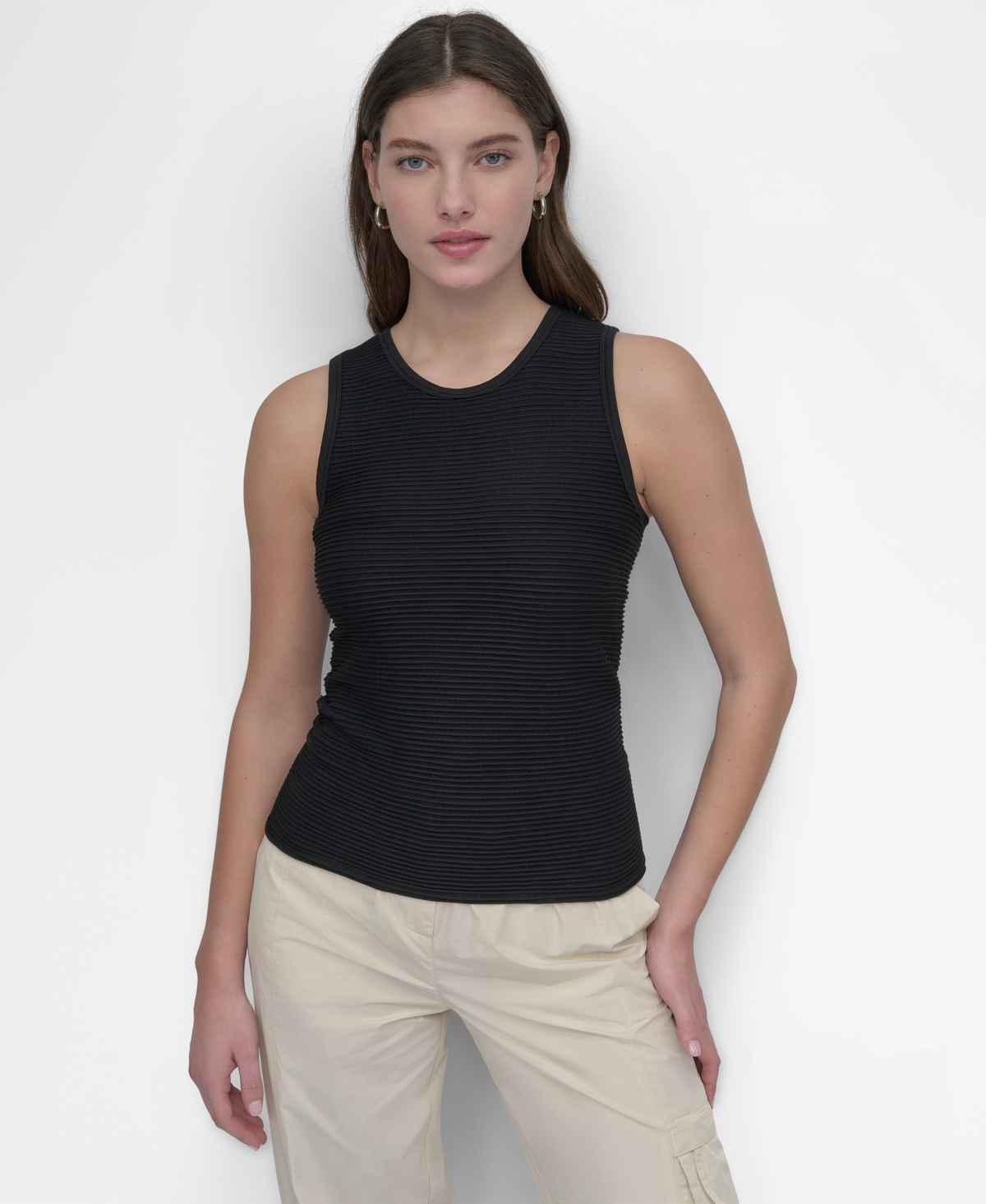 Click here for Dkny Womens Cutaway Seamless Tank - Black prices