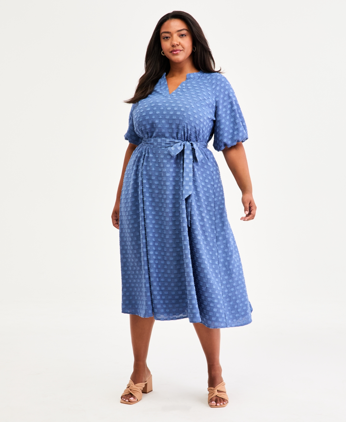 Click here for Vince Camuto Plus Size Puff-Sleeve Midi Dress - Cl... prices