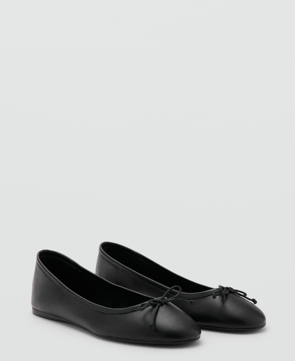 Click here for Mango Womens Bow Leather Ballet Flats - Black prices