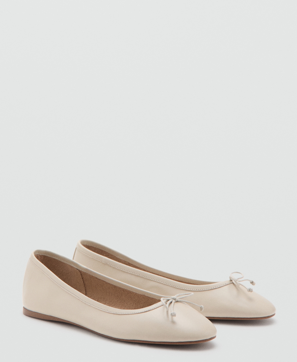 Click here for Mango Womens Bow Leather Ballet Flats - White prices