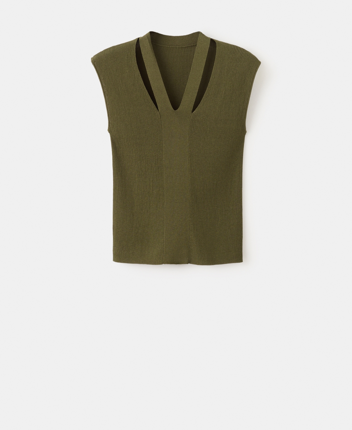 Click here for Mango Womens Combined Neckline Fine-Knit Top - Kha... prices