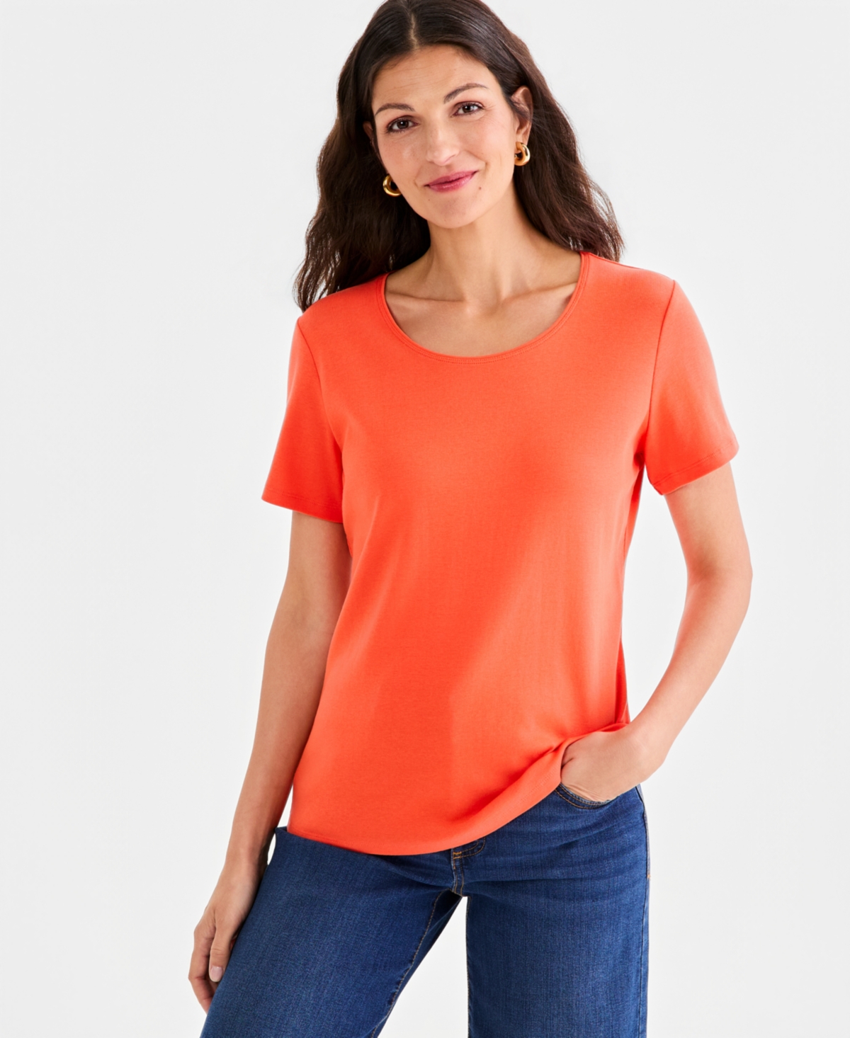 Click here for Style & Co Womens Cotton Short-Sleeve Scoop-Neck T... prices