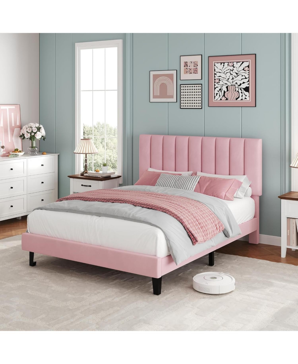 Click here for gaomon Size Velvet Upholstered Platform Bed Frame... prices