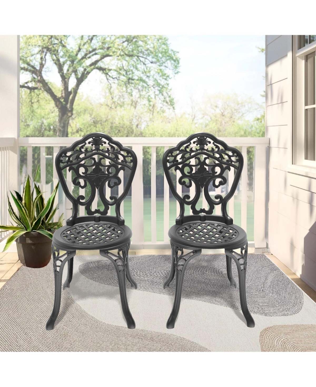Click here for Clihome 2Pcs Patio Dining Chair Cast Aluminum Bist... prices