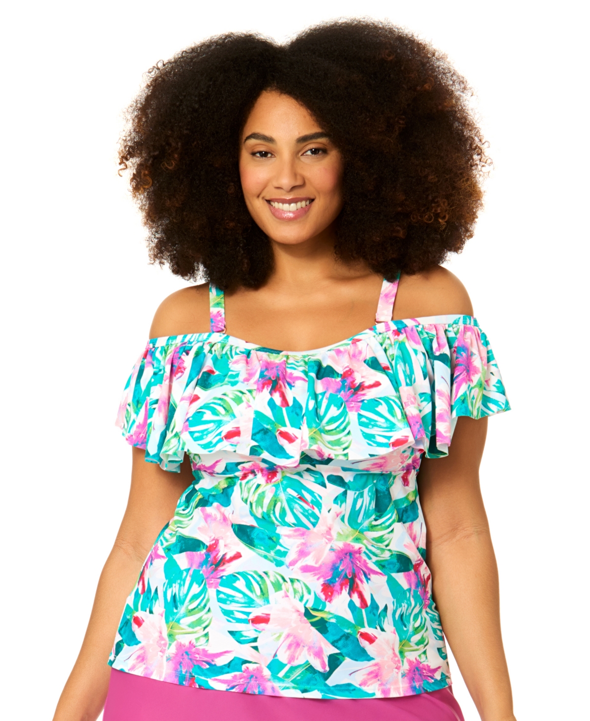 Click here for Raisins Curve Plus Size Tortuga Bandeau Neck Swim... prices