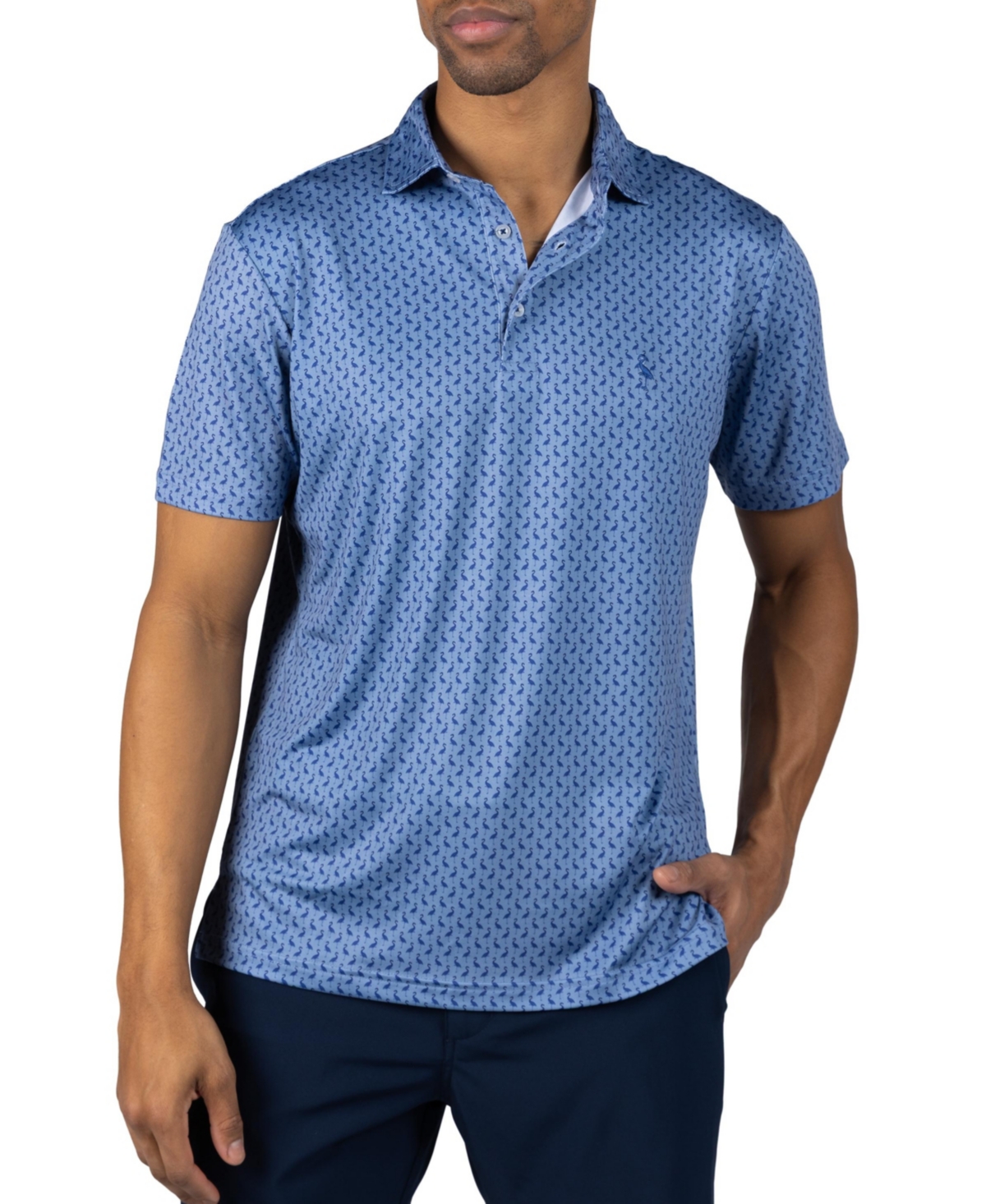 Click here for Tailorbyrd Mens Printed Performance Polo - Denim prices