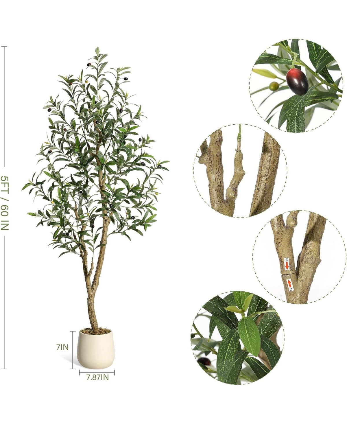 Click here for 5 ft Faux Olive Tree Indoor Artificial Plant White... prices