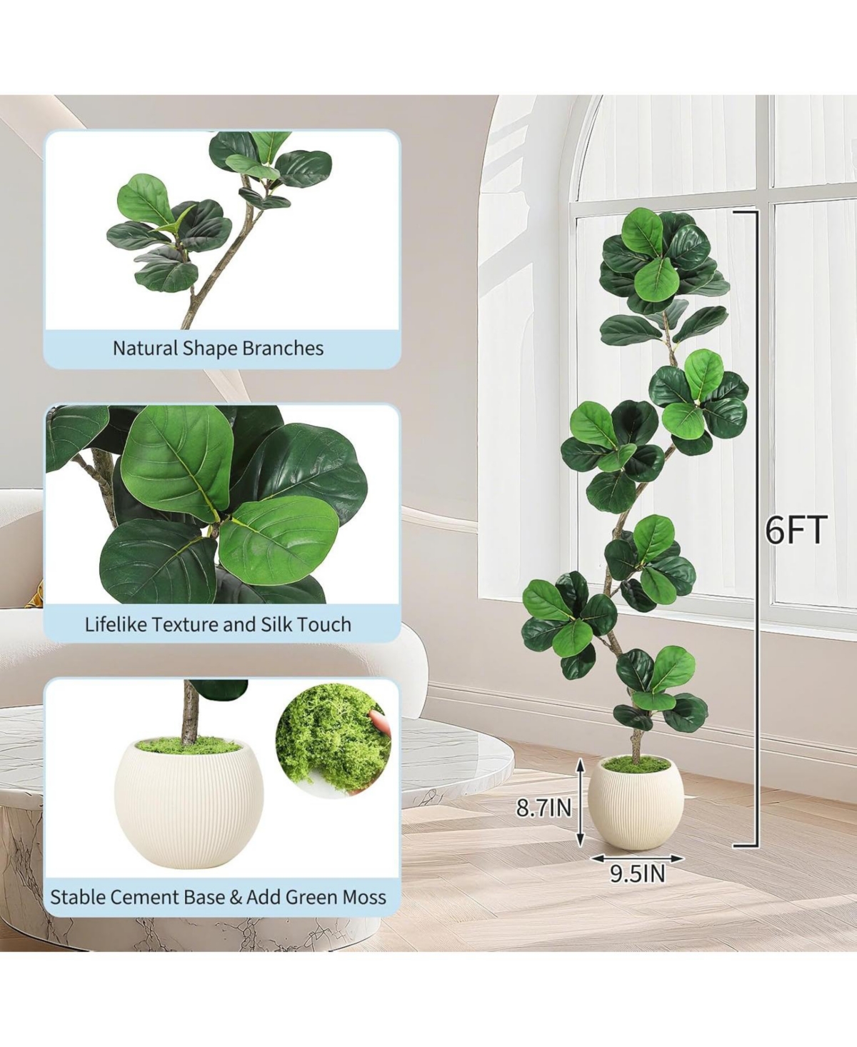Click here for 6 ft Fiddle Leaf Fig Artificial Tree in White Plan... prices