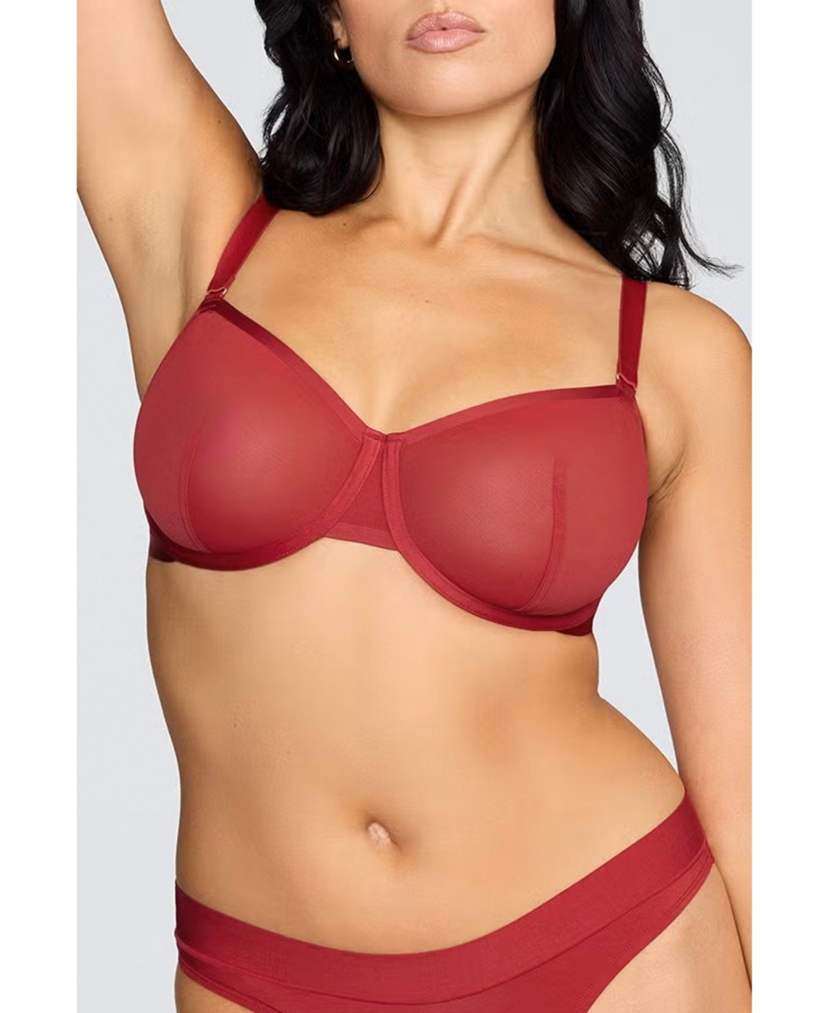 Click here for Cuup Womens The Balconette - Mesh Bra - Scarlet prices
