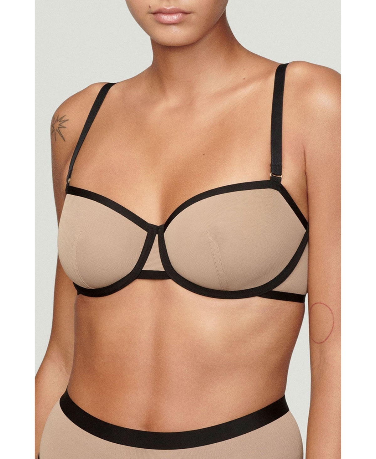 Click here for Cuup Womens The Balconette - Mesh Bra - Taupe blac... prices