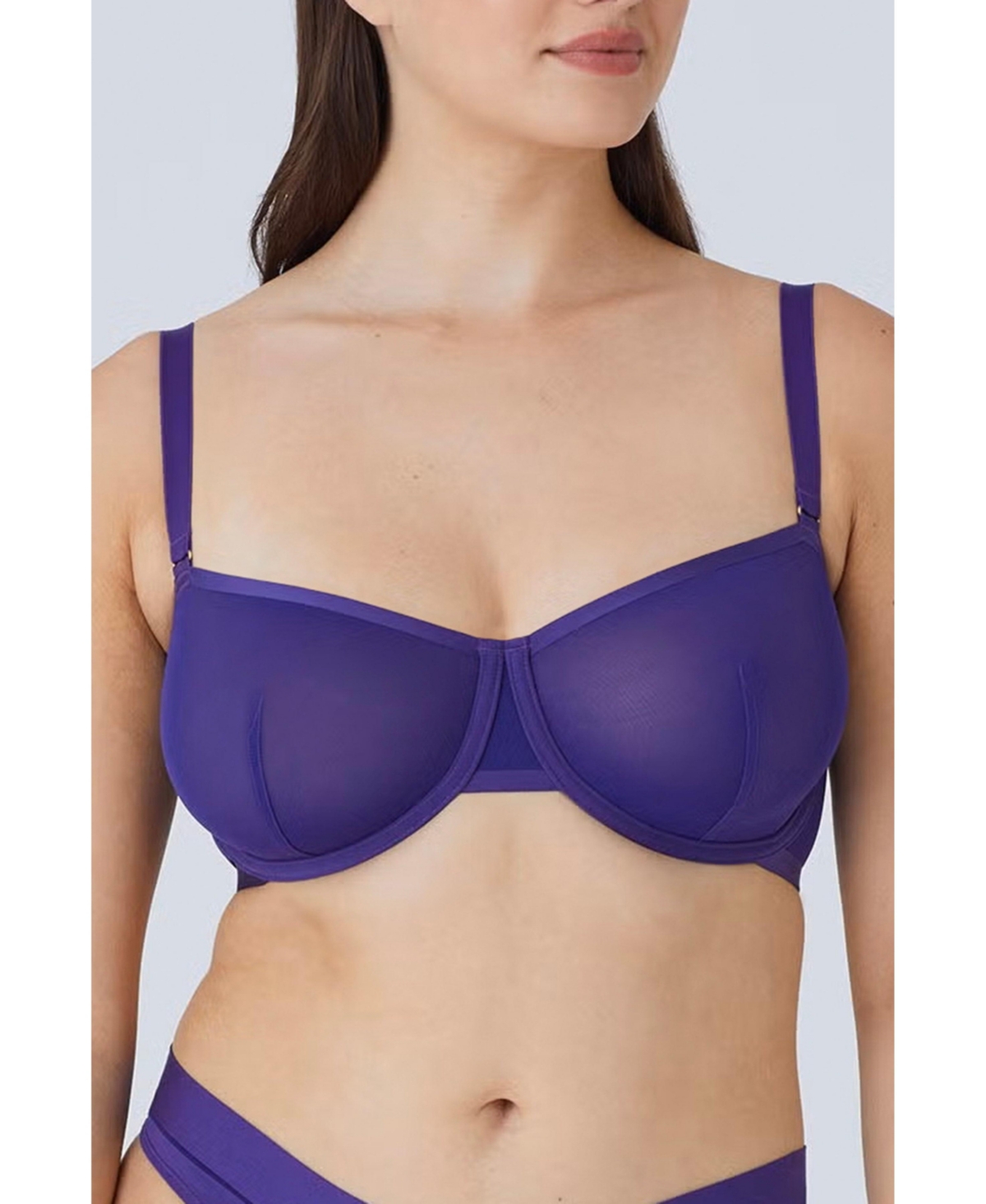 Click here for Cuup Womens The Balconette - Mesh Bra - Violet prices