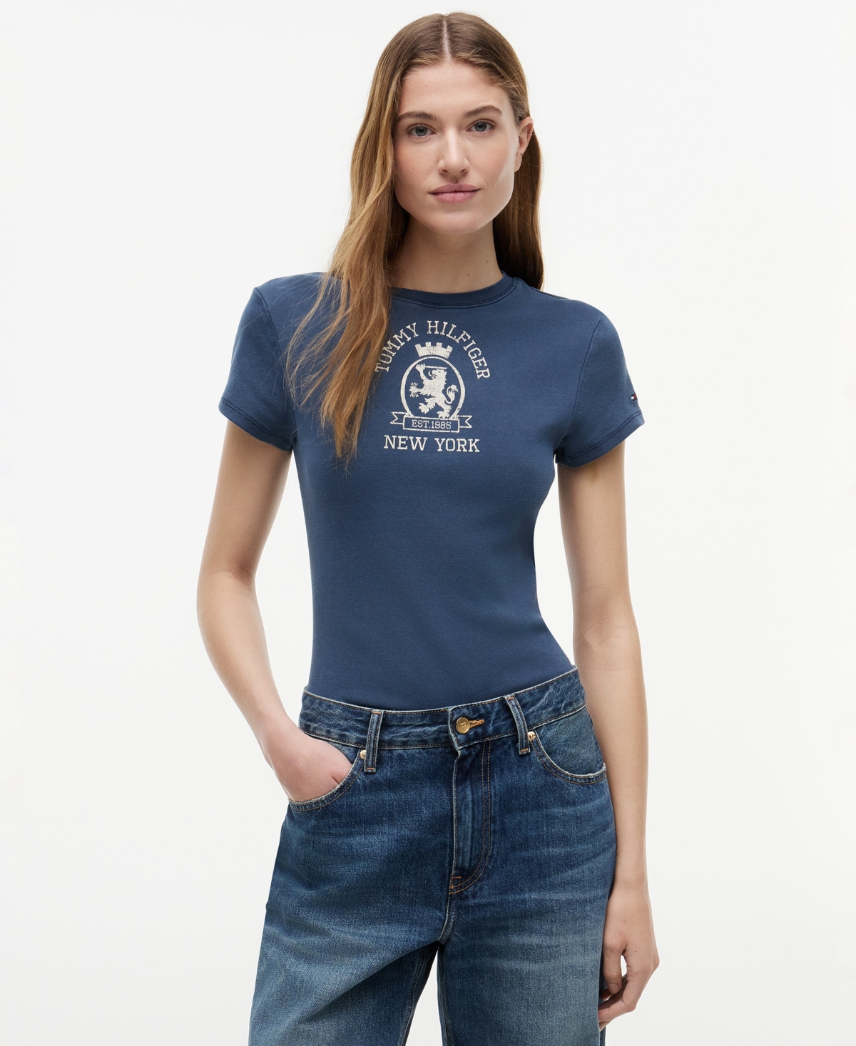 Click here for Tommy Hilfiger Womens Dye Crest Graphic Crewneck T... prices