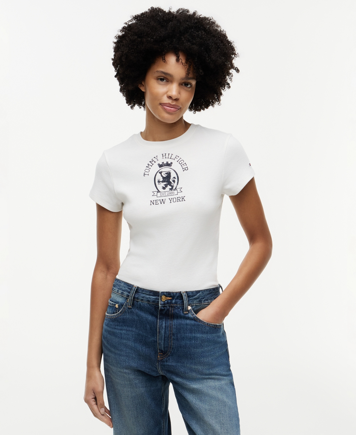 Click here for Tommy Hilfiger Womens Dye Crest Graphic Crewneck T... prices