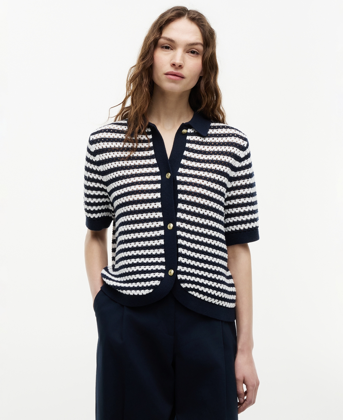 Click here for Tommy Hilfiger Womens Crochet Short-Sleeve Cardiga... prices