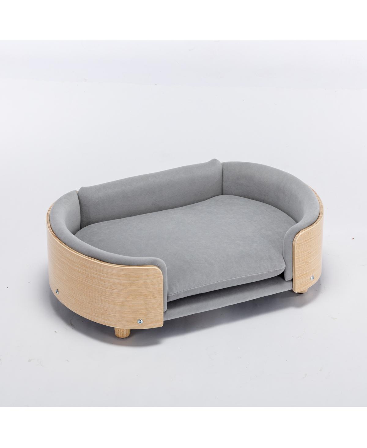 Click here for 6thdruple Mid-Century Wood Pet Bed with Velvet Cus... prices