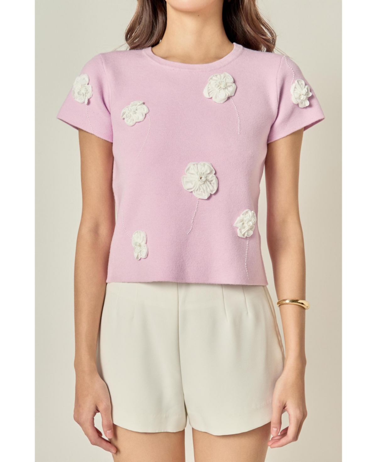 Click here for English Factory Womens 3D Flower Knit Top - Lilac/... prices