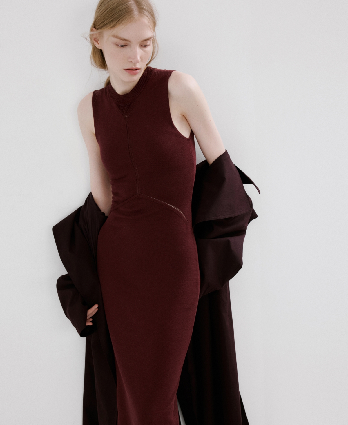 Click here for Mango Womens Knit Midi Dress - Wine prices