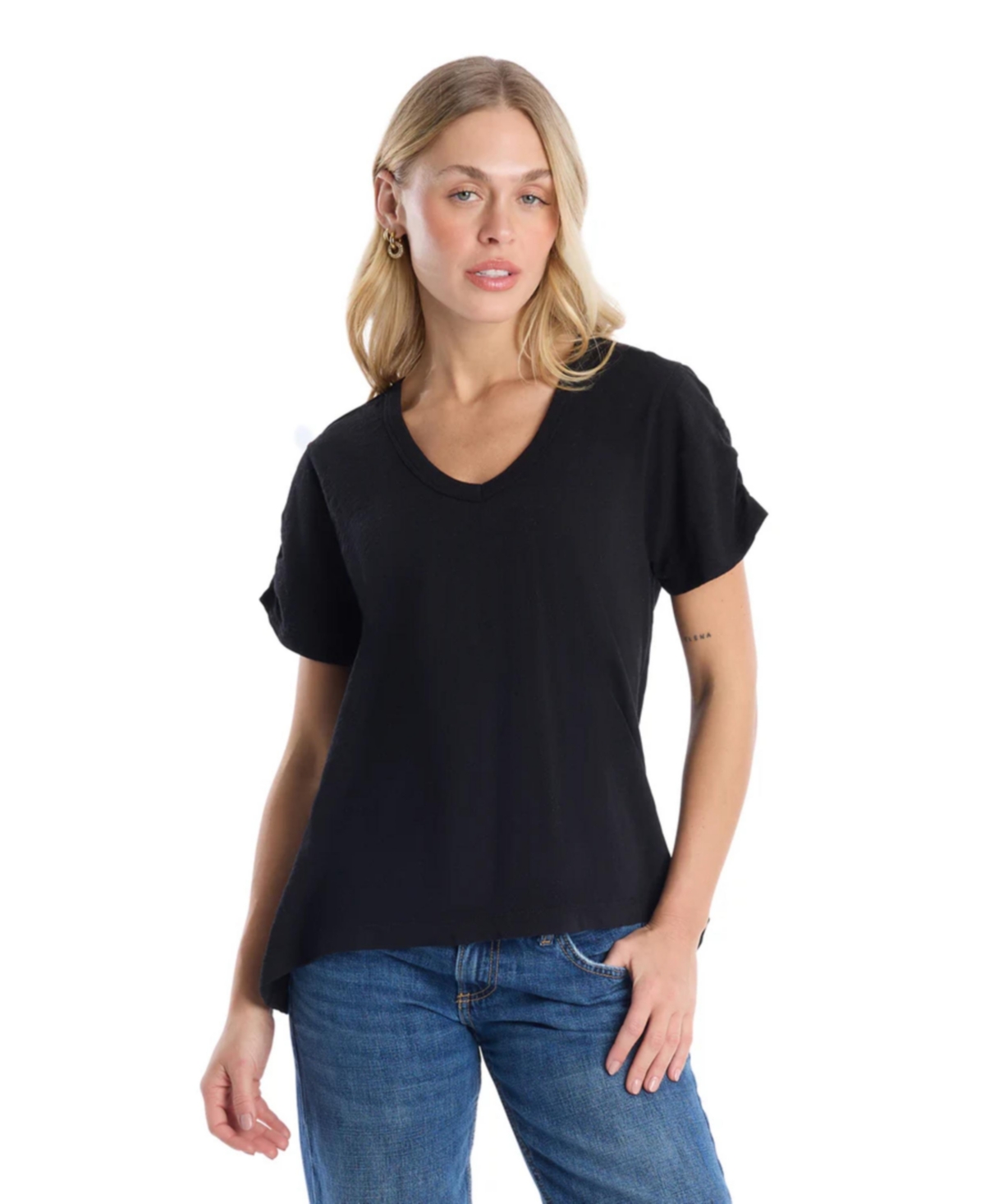Click here for Wilt Clothing Womens Ruched Sleeve Tee - Black prices