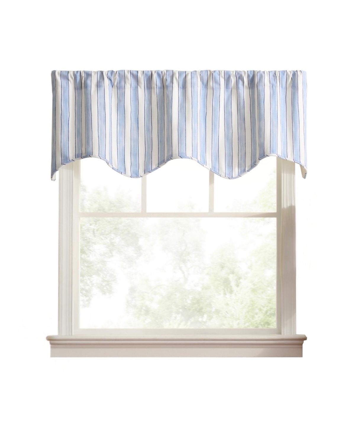 Click here for Ellis Curtain Saratoga Stripe 100 Cotton Scallop P... prices