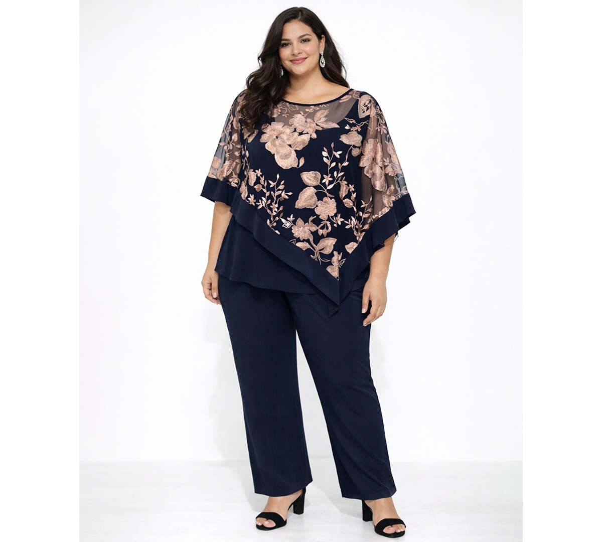 Click here for R & M Richards Plus Size Floral Embroidered Top an... prices