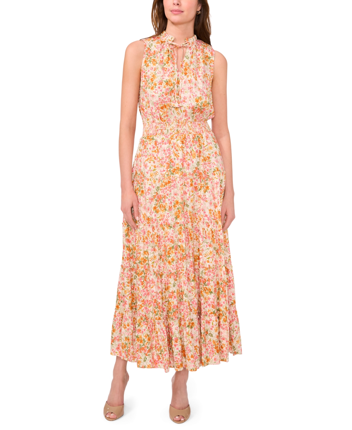 Click here for Msk Womens Sleeveless Smocked Waist Tiered Maxi Dr... prices