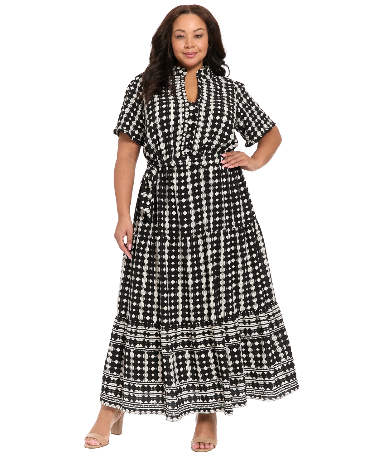 Click here for London Times Plus Size Short-Sleeve Ruffle Collar... prices