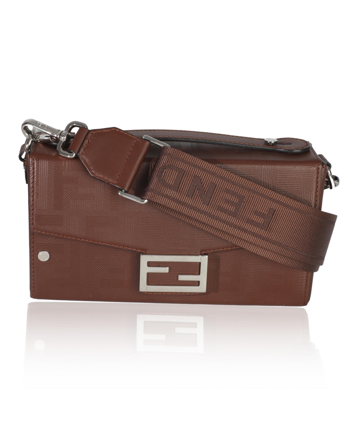 Click here for Pre-Owned Fendi Brown Ff Leather Baguette Soft Tru... prices