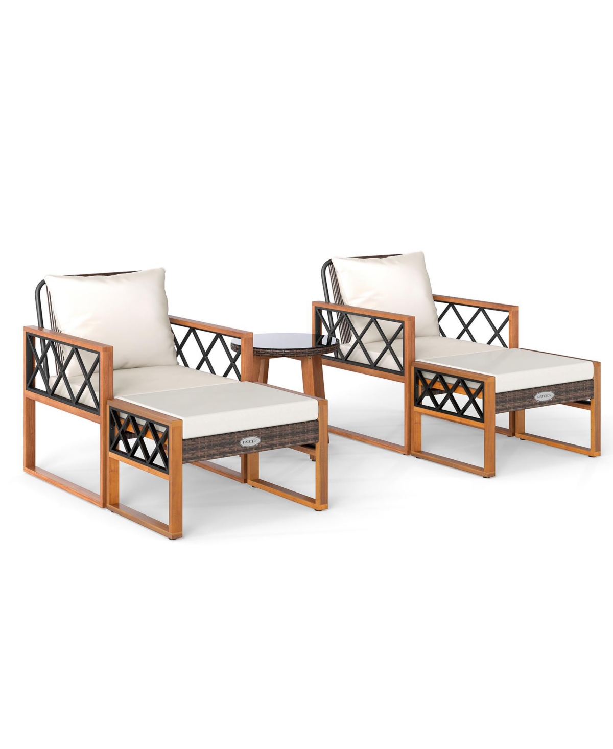 Click here for Gymax 5 Pcs Pe Rattan Conversation Set w/Acacia Wo... prices
