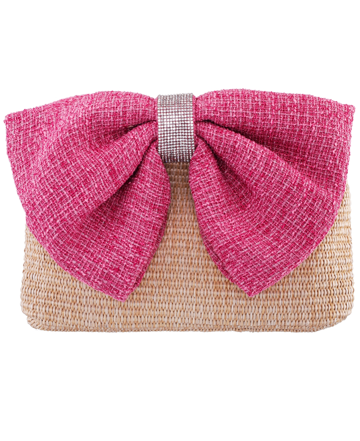 Click here for Nina Tula Straw Bow Small Satchel Handbag - Pink/N... prices