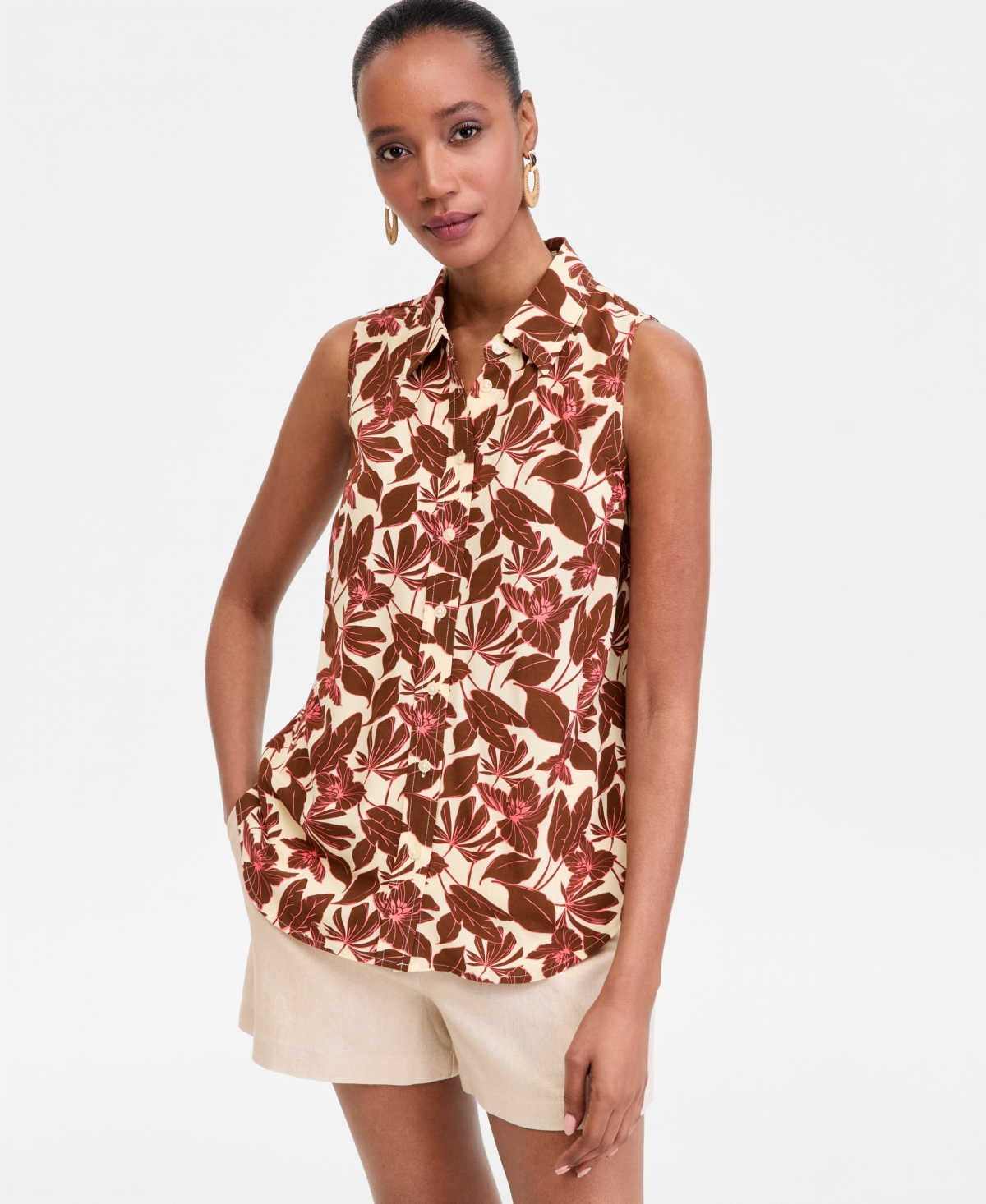 Click here for I.n.c. International Concepts Womens Printed Butto... prices