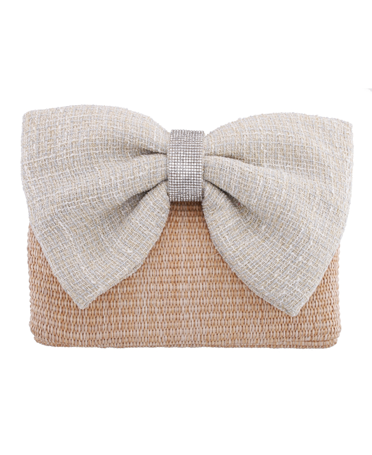 Click here for Nina Tula Straw Bow Small Satchel Handbag - White/... prices