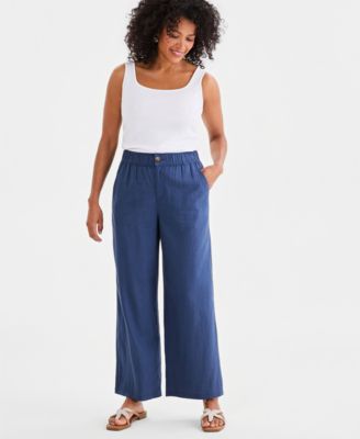 Click here for Style Co Womens Linen Blend Button Front Wide Leg... prices