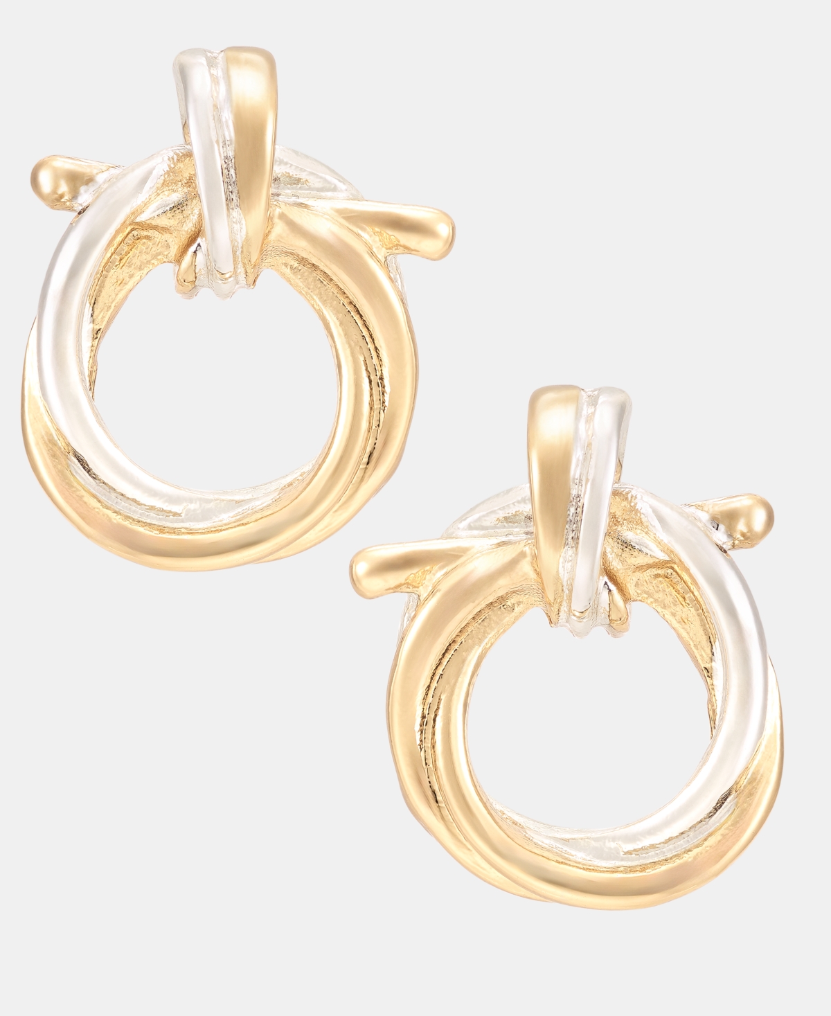 Click here for Anne Klein Two-Tone Twisted Doorknocker Earrings -... prices