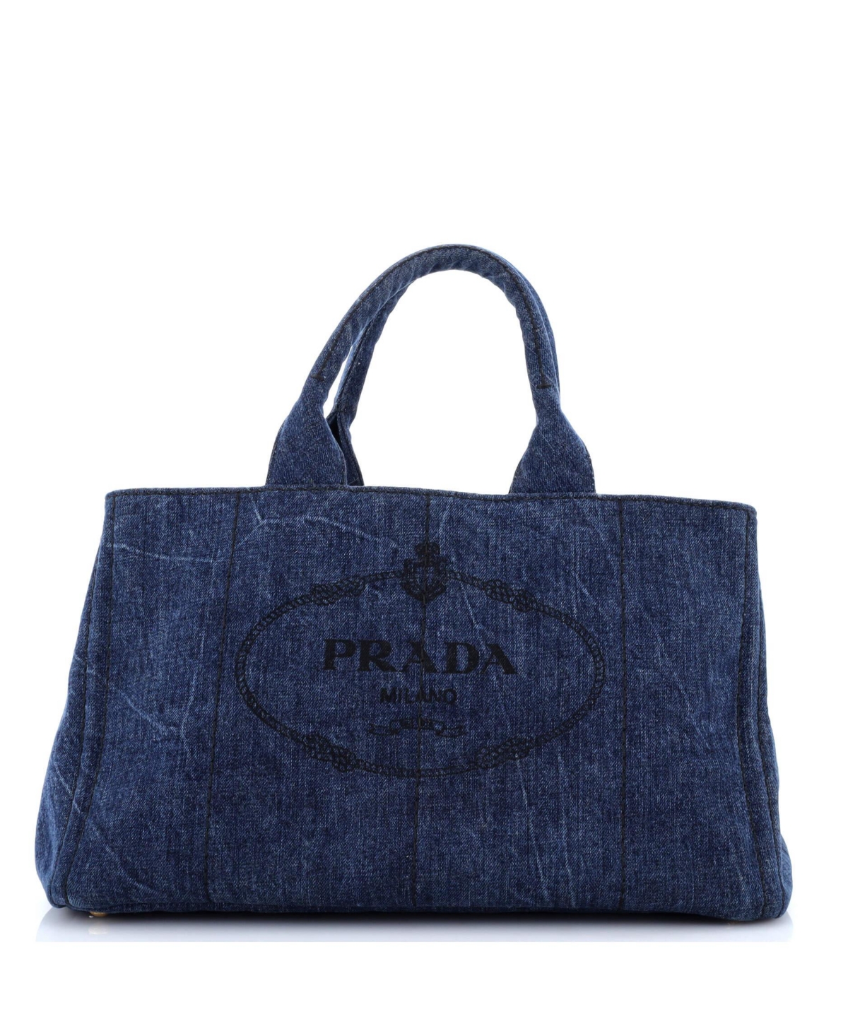 Click here for Pre-Owned Prada Large Canapa Tote Denim - Blue prices