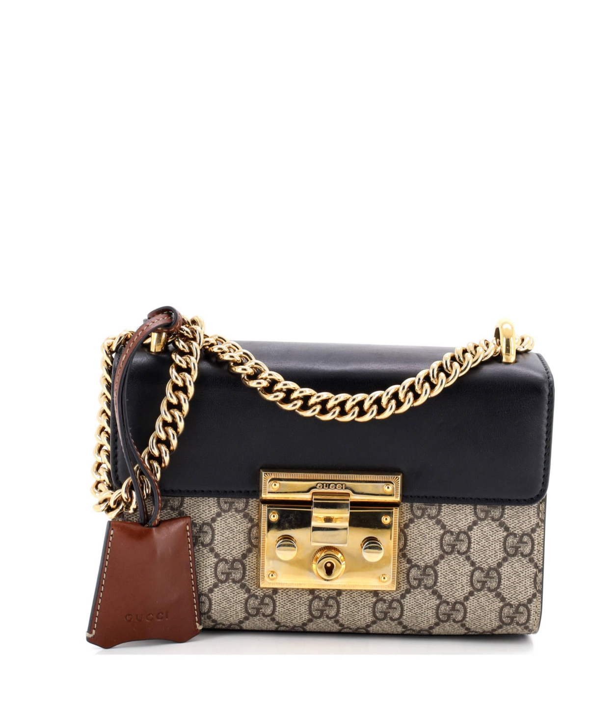 Click here for Pre-Owned Gucci Small Padlock Shoulder Bag Gg Coat... prices