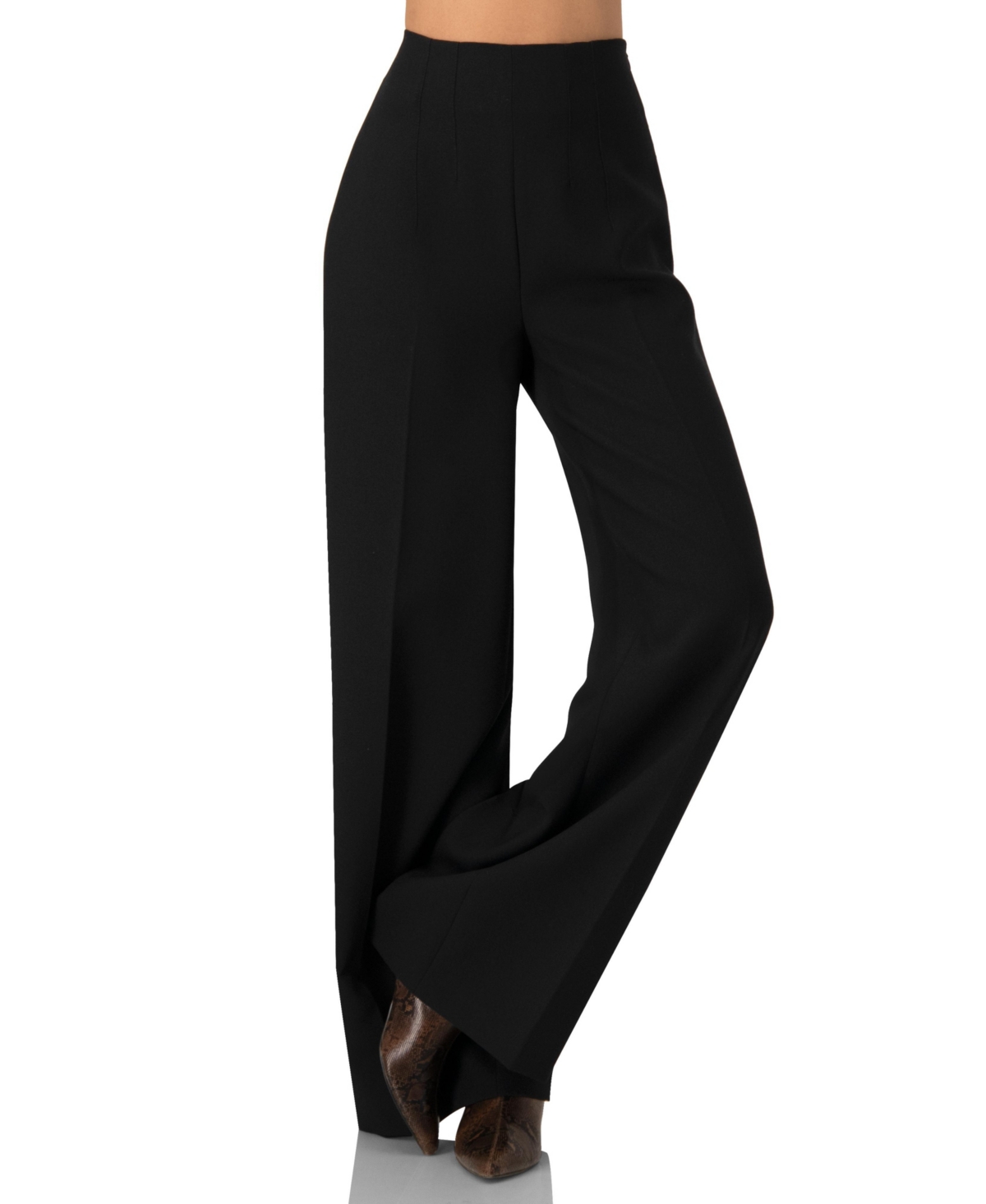 Click here for Ivonne Womens Plain Wide Leg Trousers - Black prices