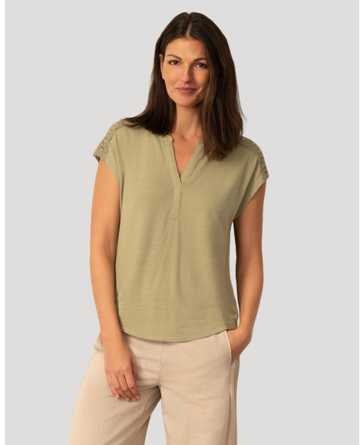 Click here for Cable & Gauge Womens Split Neck Slub Terry Tee - T... prices