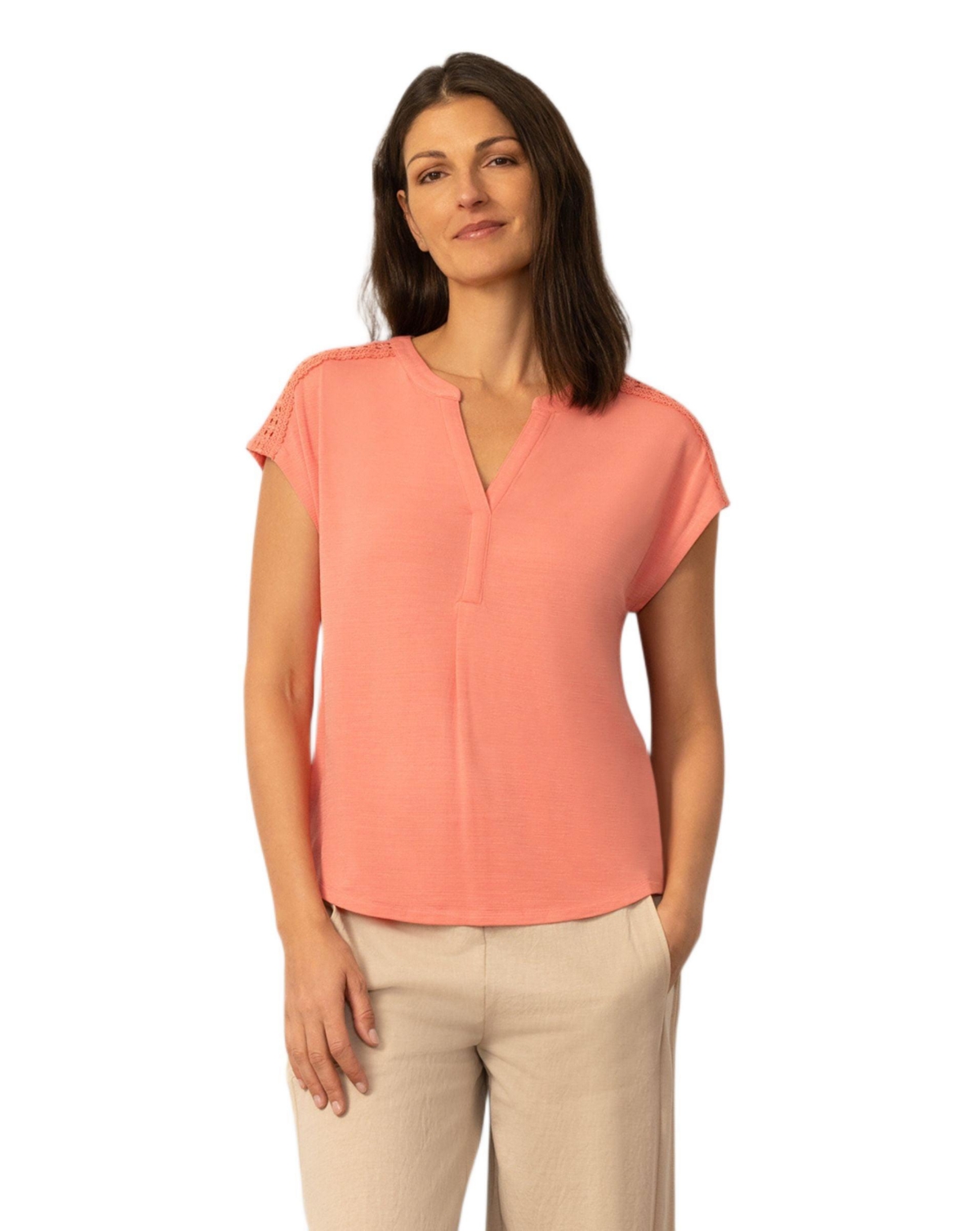 Click here for Cable & Gauge Womens Split Neck Slub Terry Tee - L... prices