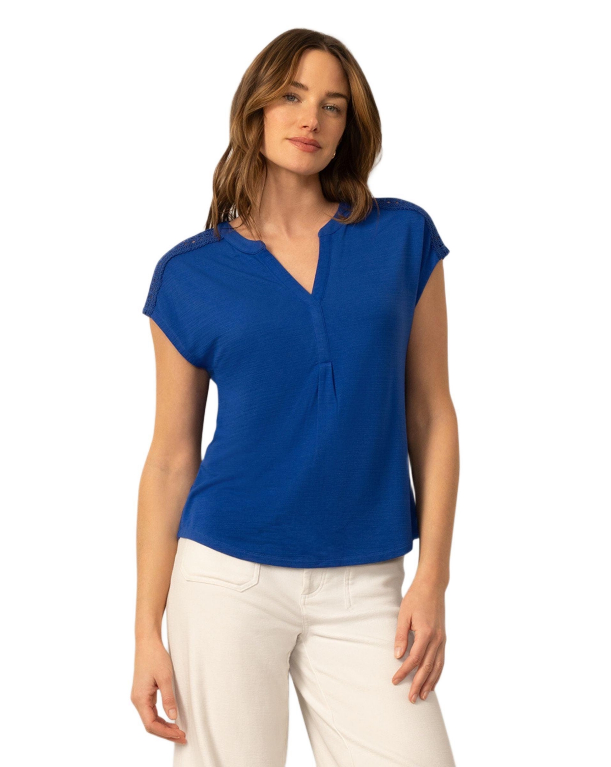 Click here for Cable & Gauge Womens Split Neck Slub Terry Tee - A... prices