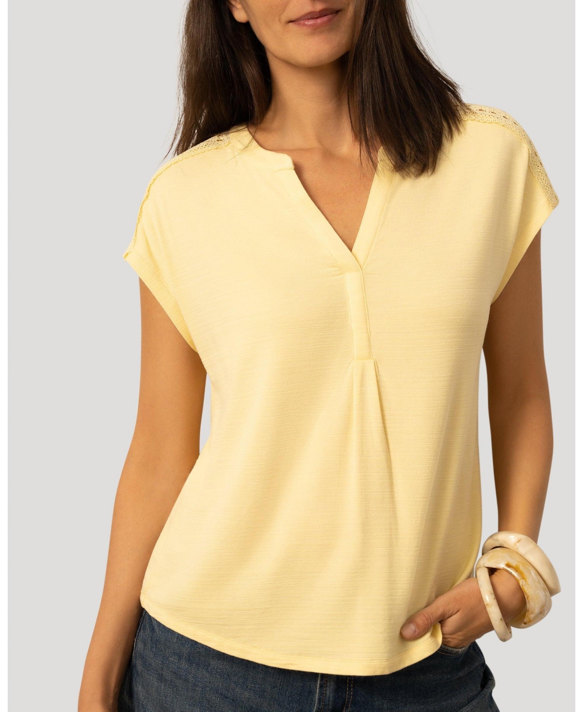 Click here for Cable & Gauge Womens Split Neck Slub Terry Tee - F... prices