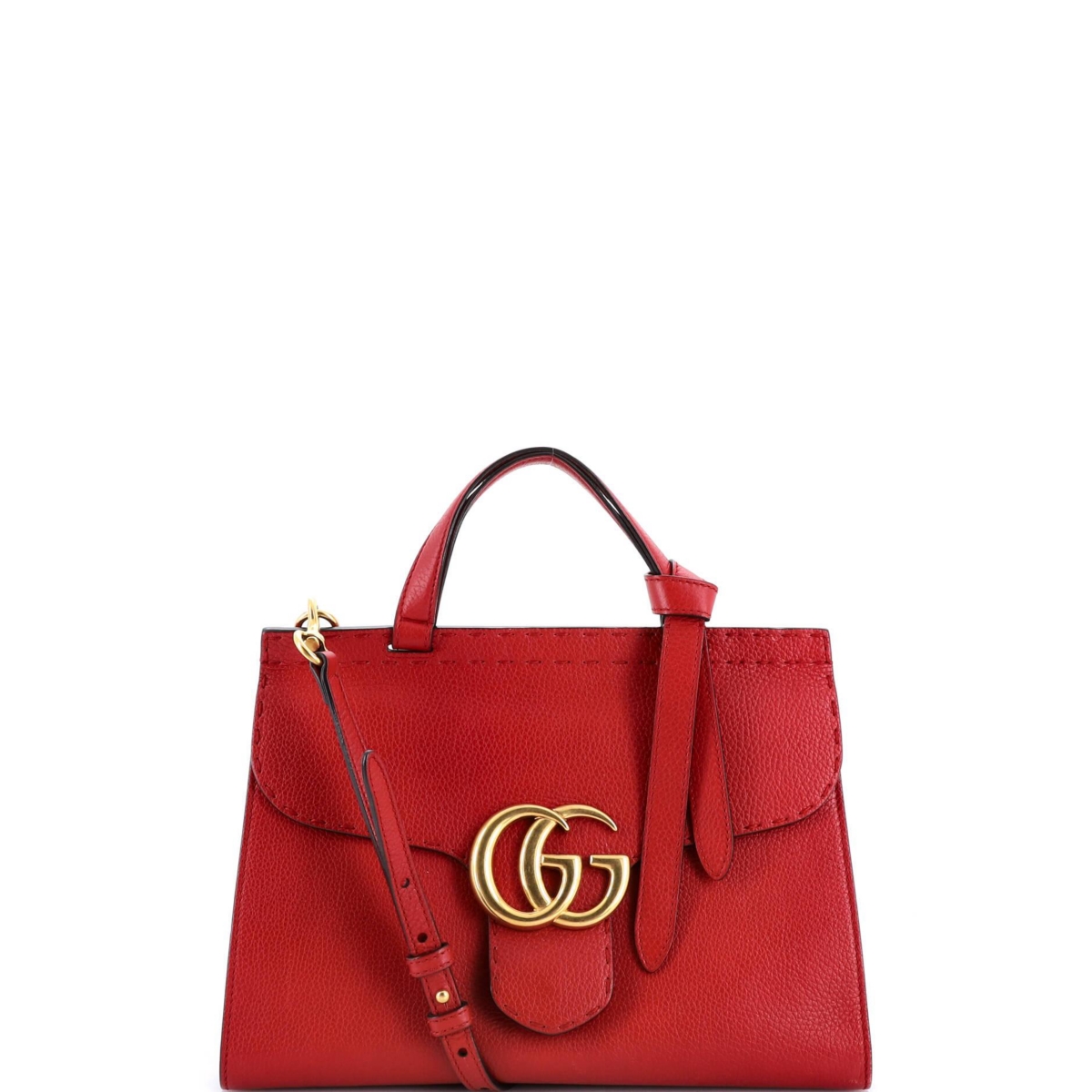 Click here for Pre-Owned Gucci Small Gg Marmont Top Handle Bag Le... prices
