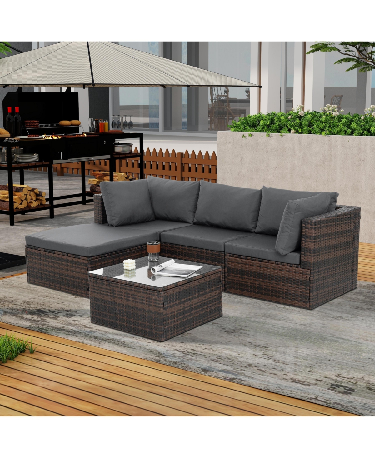 Click here for Flynama 5 Piece Pe Wicker Patio Furniture Set 2 Co... prices